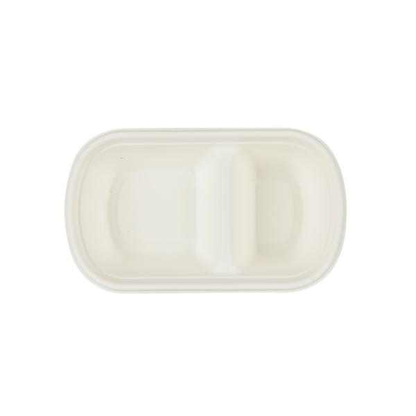 Disposable Rectangle Bagasse 2-Com. Box With Lid - Eco Packaging ...